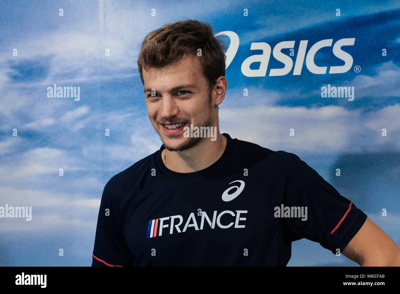 French sprinter Christophe Lemaitre poses at a press conference by ...