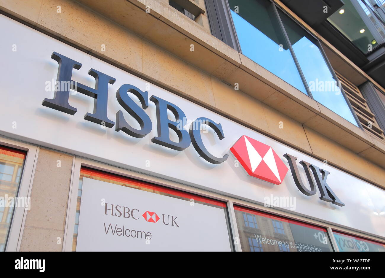 HSBC UK bank company sign Stock Photo - Alamy