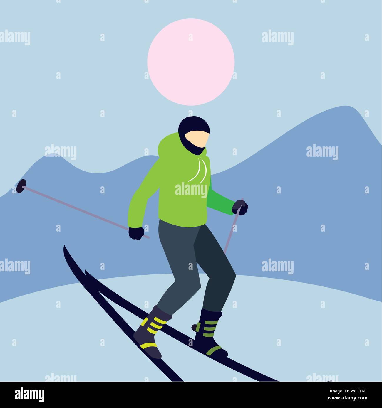 Man powder skiing Stock Vector Images - Alamy