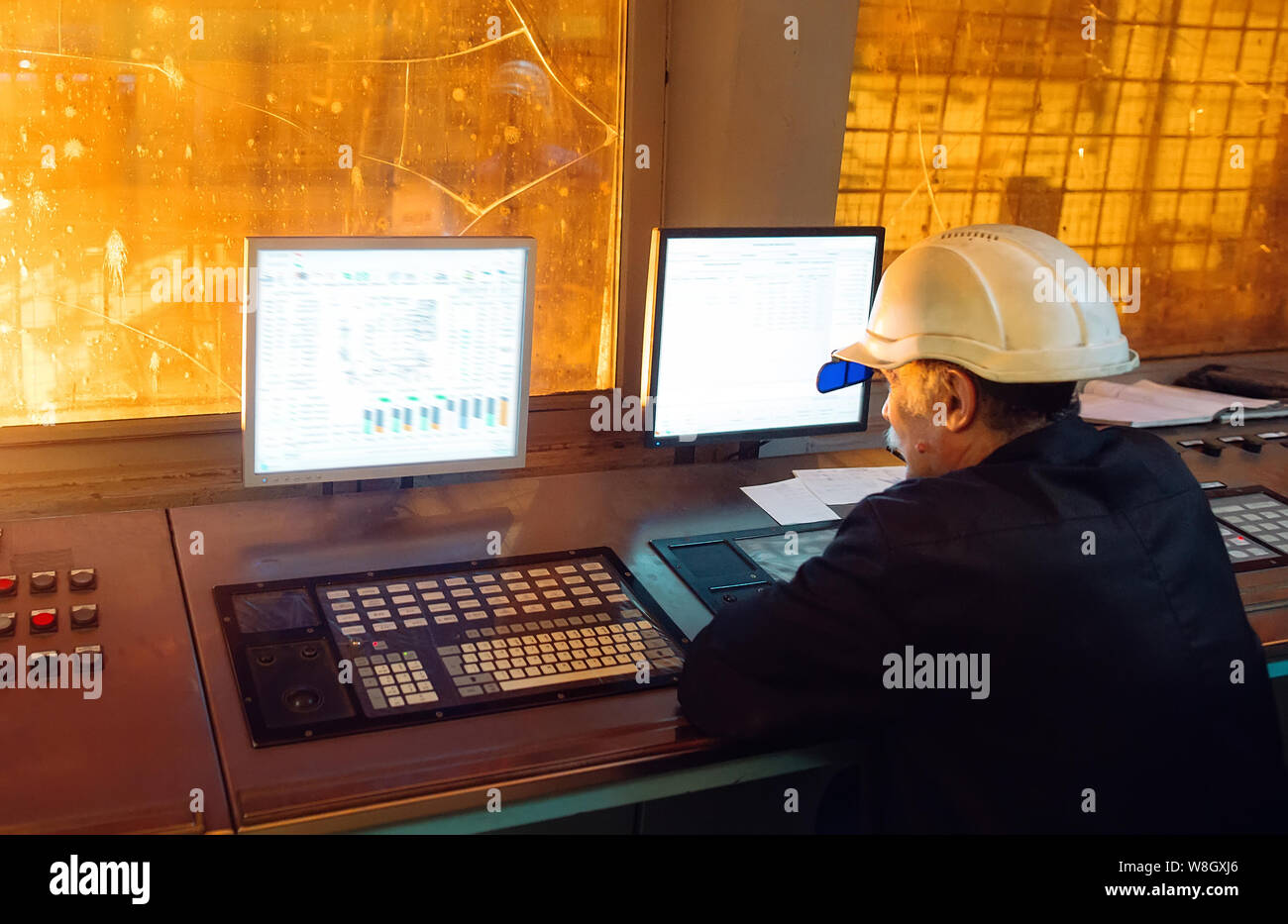 Control panel. Plant for the production of steel Stock Photo - Alamy