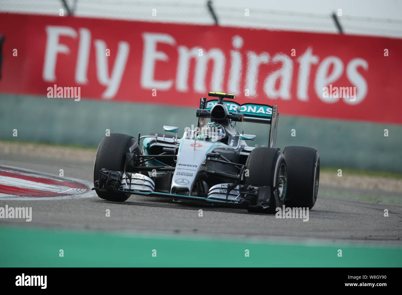 German F1 driver Nico Rosberg of Mercedes AMG steers his car during a ...