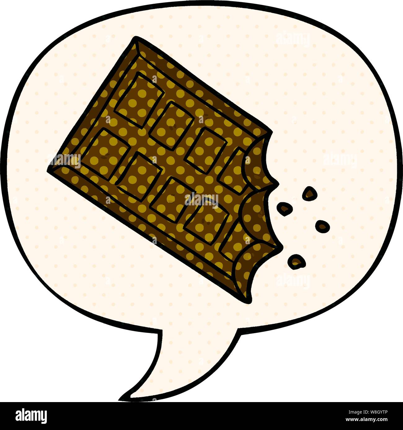 cartoon bar of chocolate with speech bubble in comic book style Stock ...