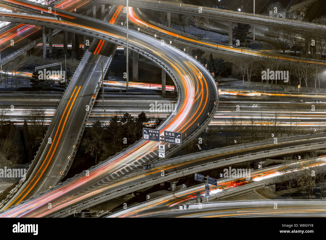 View of the crossings of the Sihui Elevated Highway in Beijing, China ...