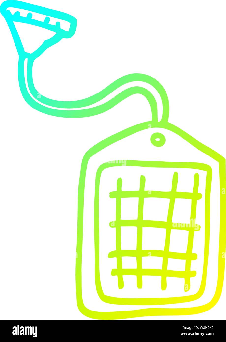 cold gradient line drawing of a cartoon green tea string bag Stock ...