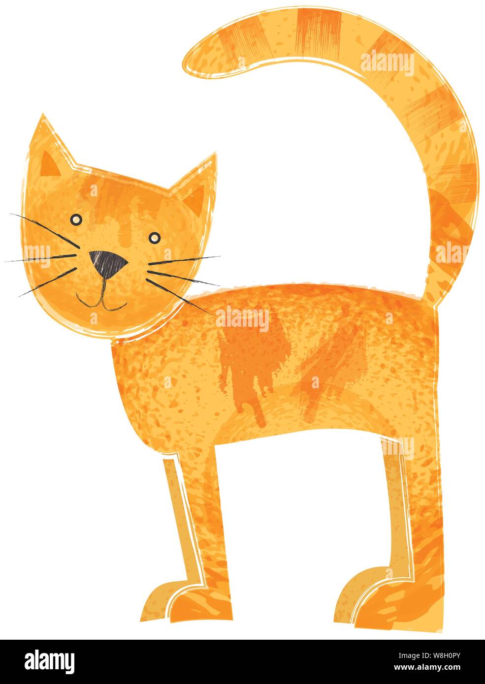 Cute cat. Simple orange standing animal with texture Stock Vector Image ...
