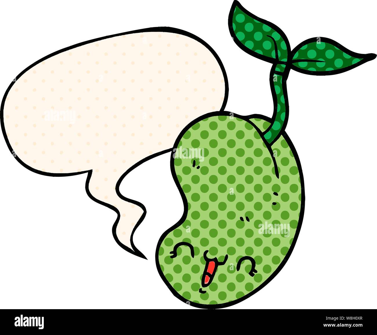 cute cartoon seed sprouting with speech bubble in comic book style ...
