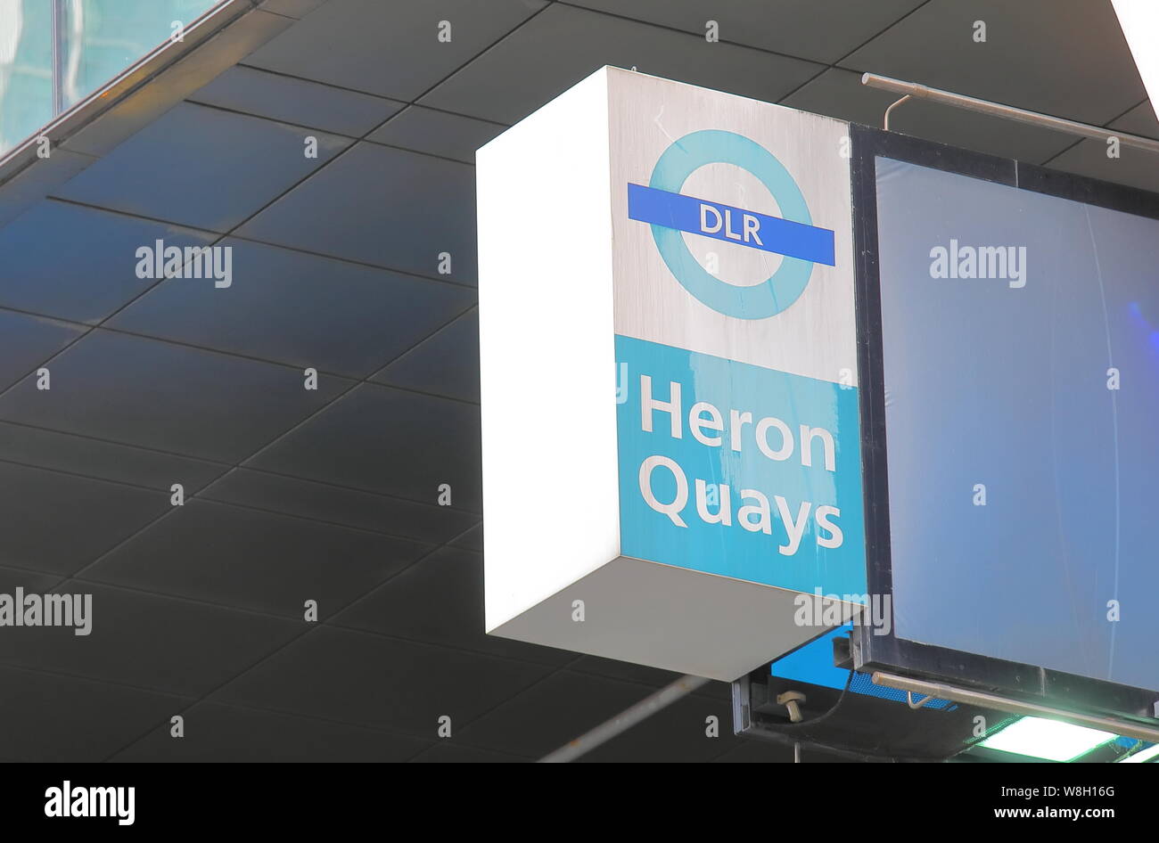 DLR train station sign in Heron Quays Docklands London UK Stock Photo ...