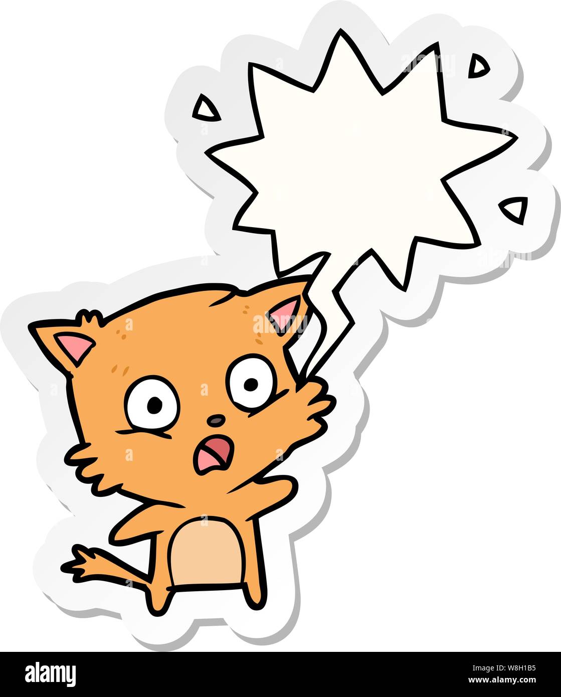 cartoon cat with speech bubble sticker Stock Vector Image & Art - Alamy