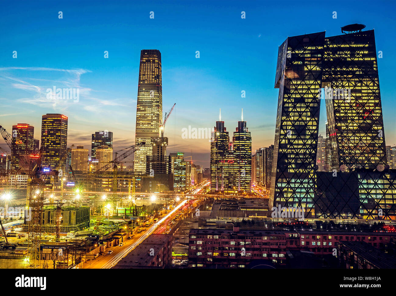 Night view of CBD (Central Business District) with the new CCTV Tower ...