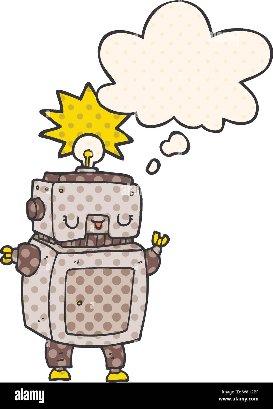 cartoon robot with thought bubble in comic book style Stock Vector ...