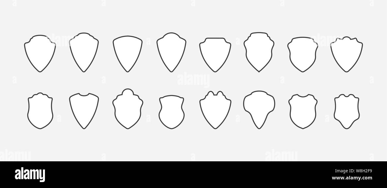 Shield icon set. The basis for heraldic emblems, clubs and signs. Flat ...
