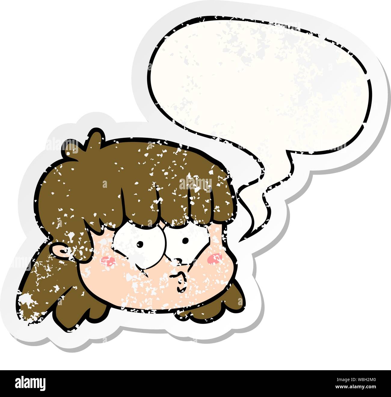 cartoon female face with speech bubble distressed distressed old ...