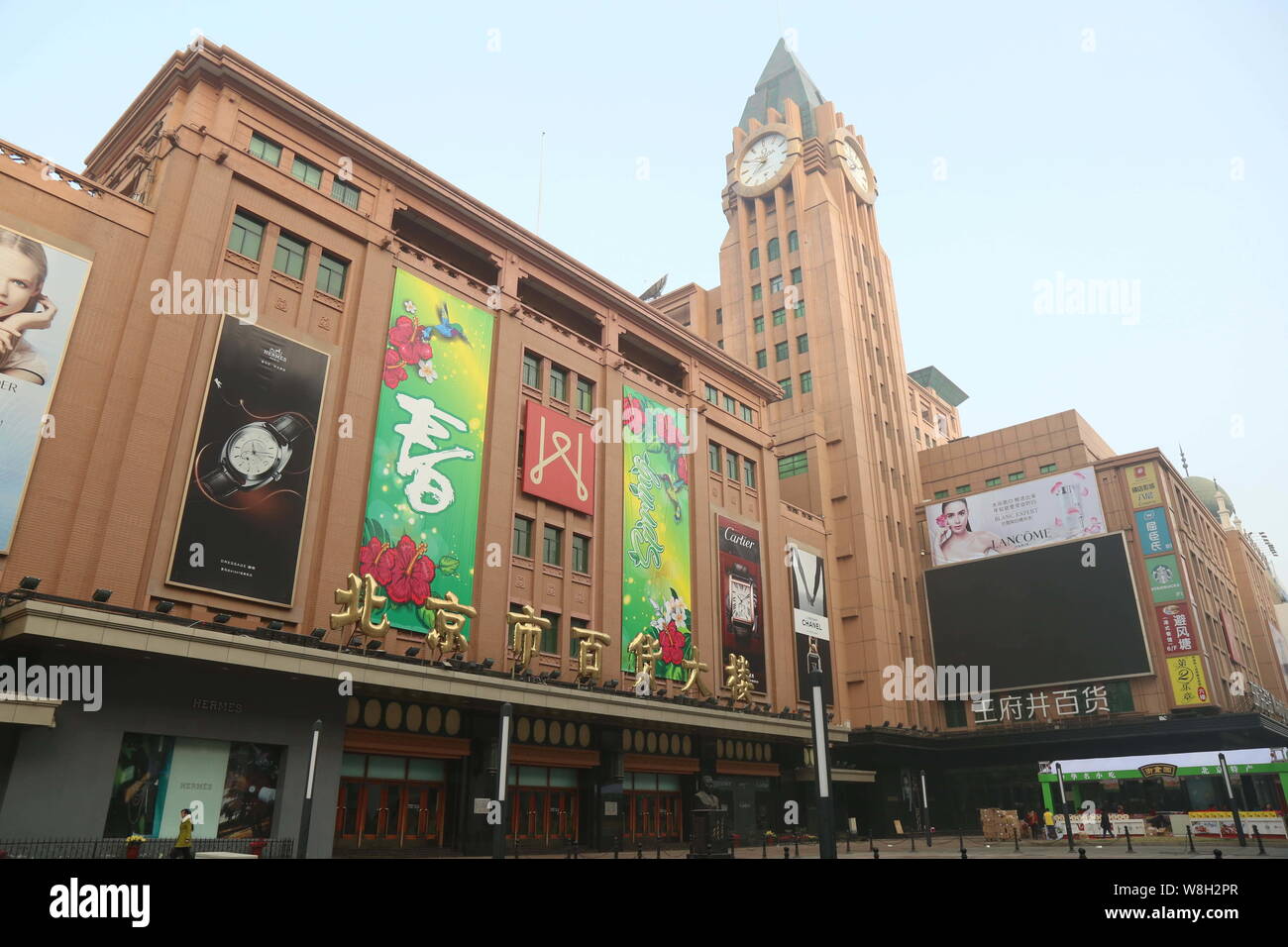 Asia's largest OMEGA Clock is pictured on top of the Wangfujing ...