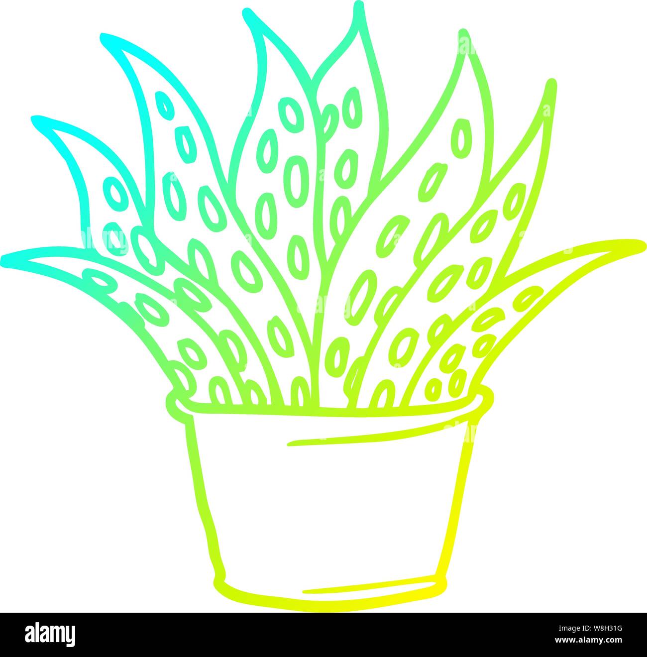 cold gradient line drawing of a cartoon house plant Stock Vector Image ...