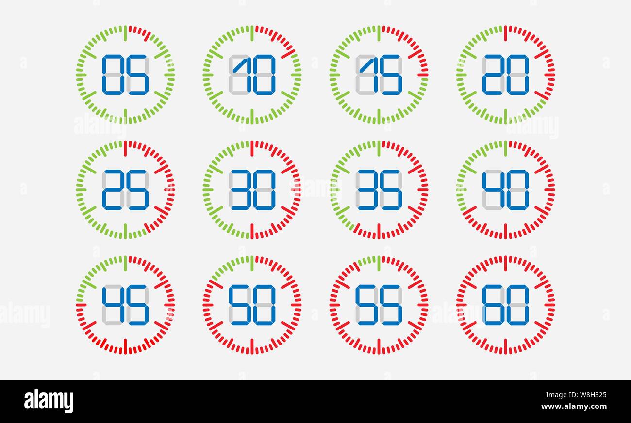 Electronic countdown timer, clock or time counter. Transparent ...