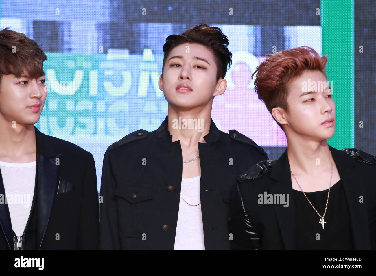 Members of South Korean boy group iKON arrive on the red carpet for the ...