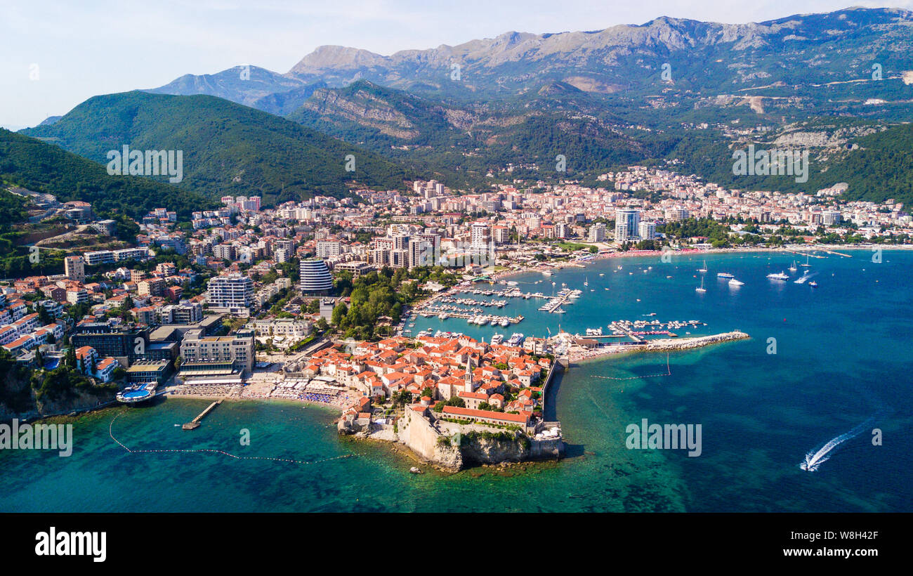 Budva, Montenegro from the air. Top view. Aerial view Stock Photo - Alamy