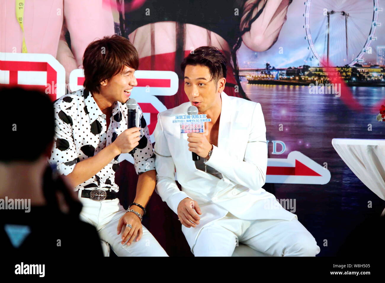 Hong Kong singer and actor Ron Ng Cheuk-hai, right, Taiwanese singer ...
