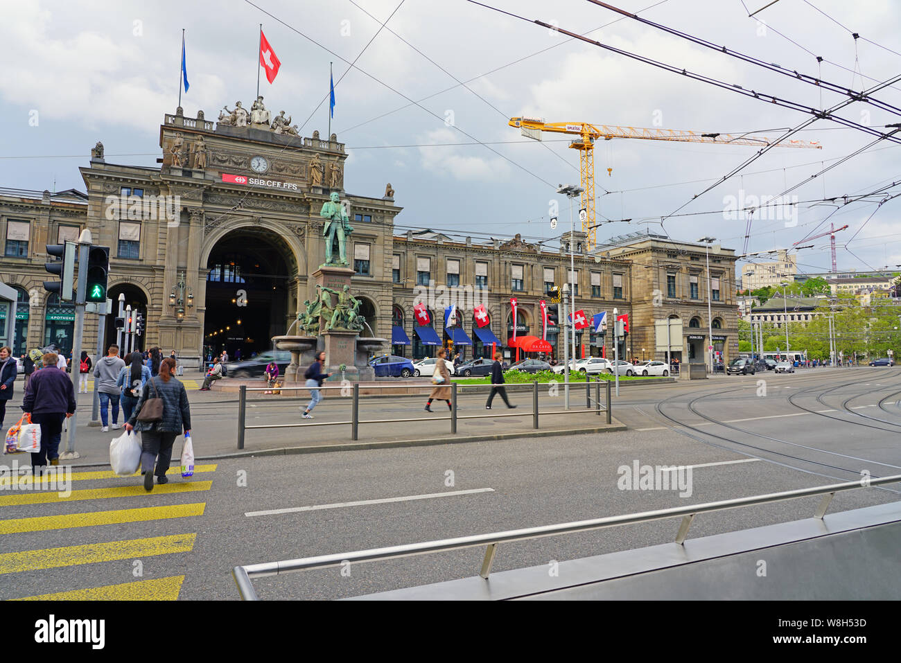 ZURICH, SWITZERLAND -19 MAY 2019- View of the Zurich Hauptbahnhof main ...