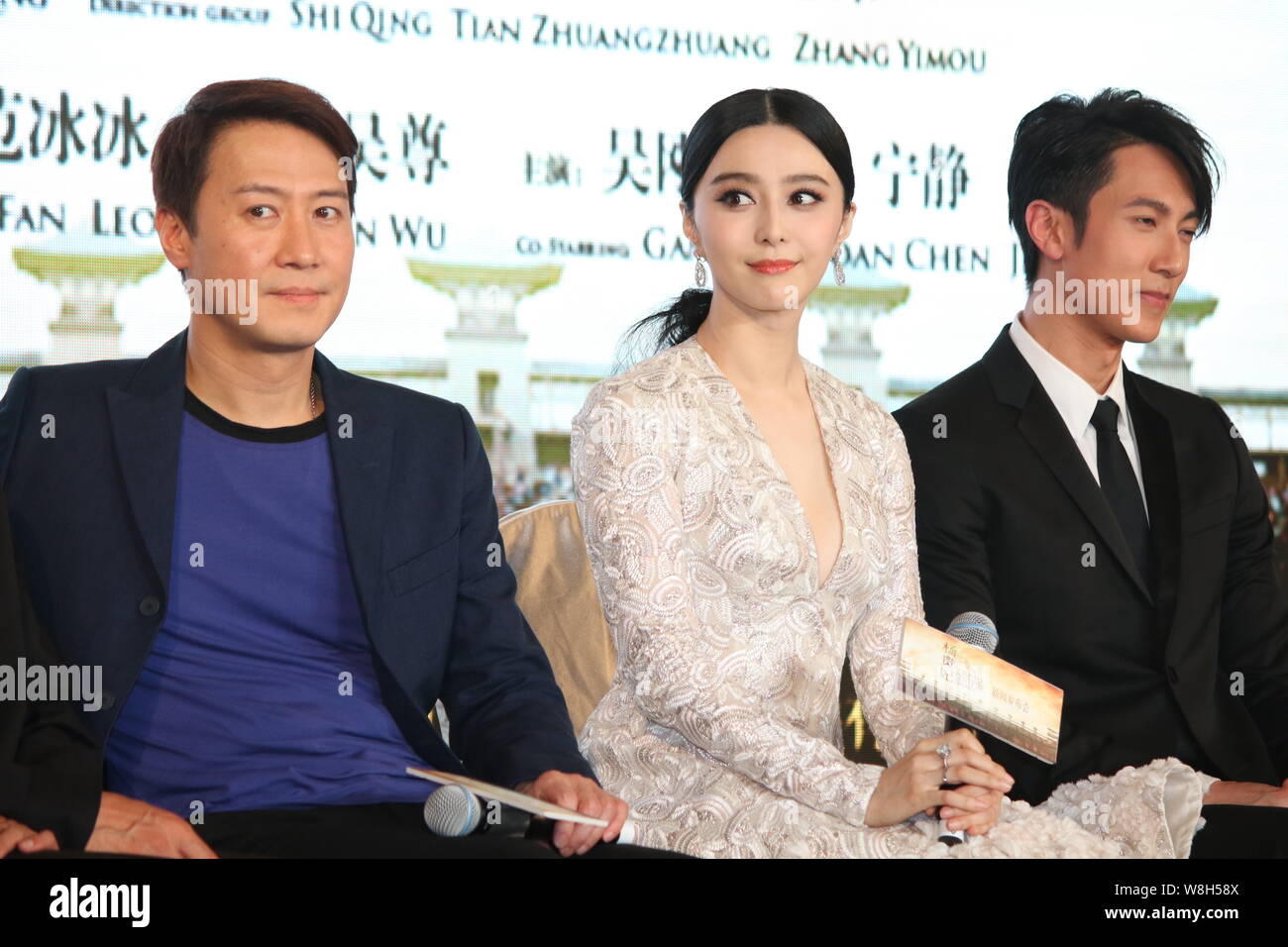 (From left) Hong Kong actor Leon Lai, Chinese actress Fan Bingbing and ...
