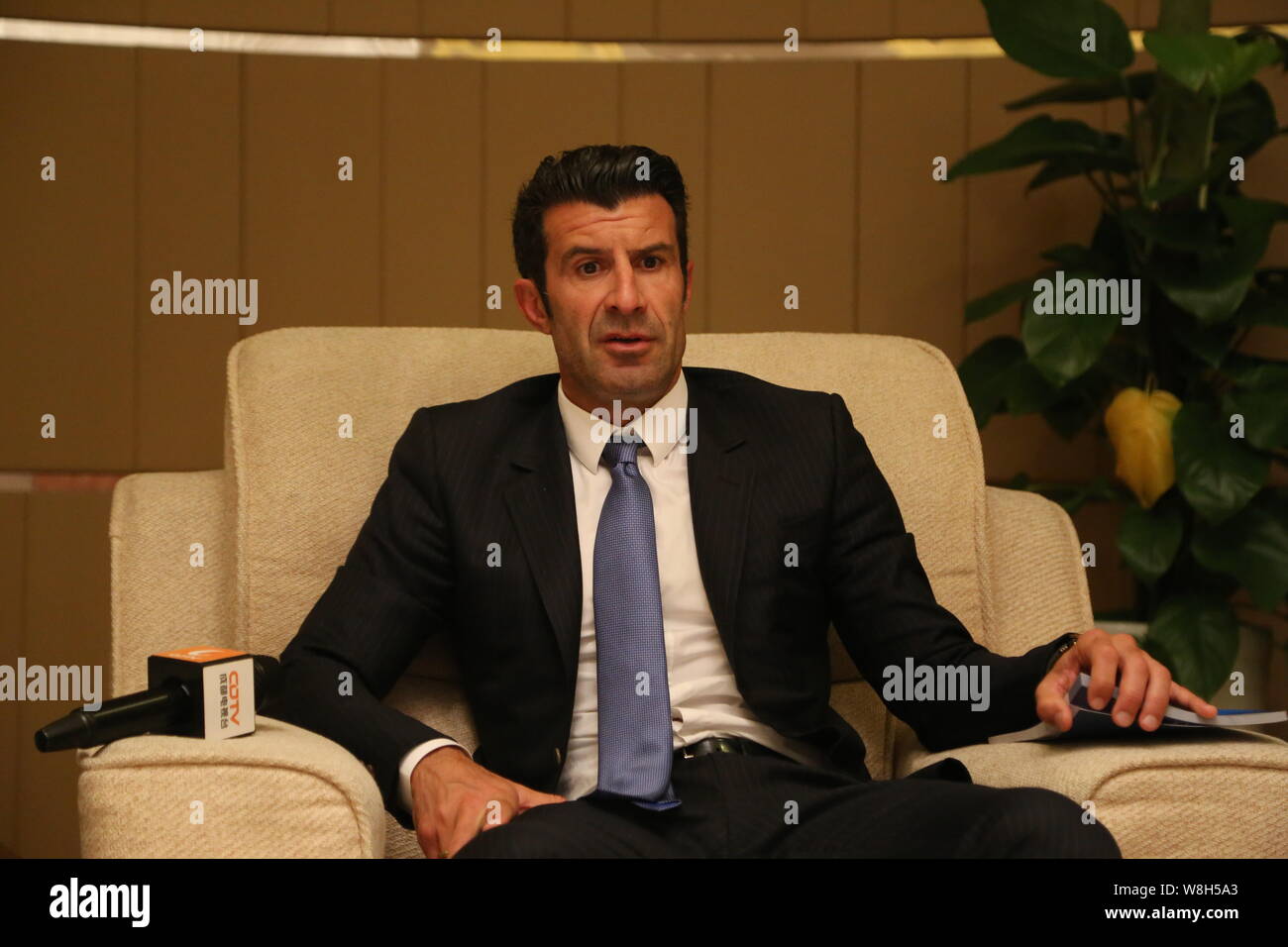 Portuguese football star Luis Figo attends the Seminar of International ...