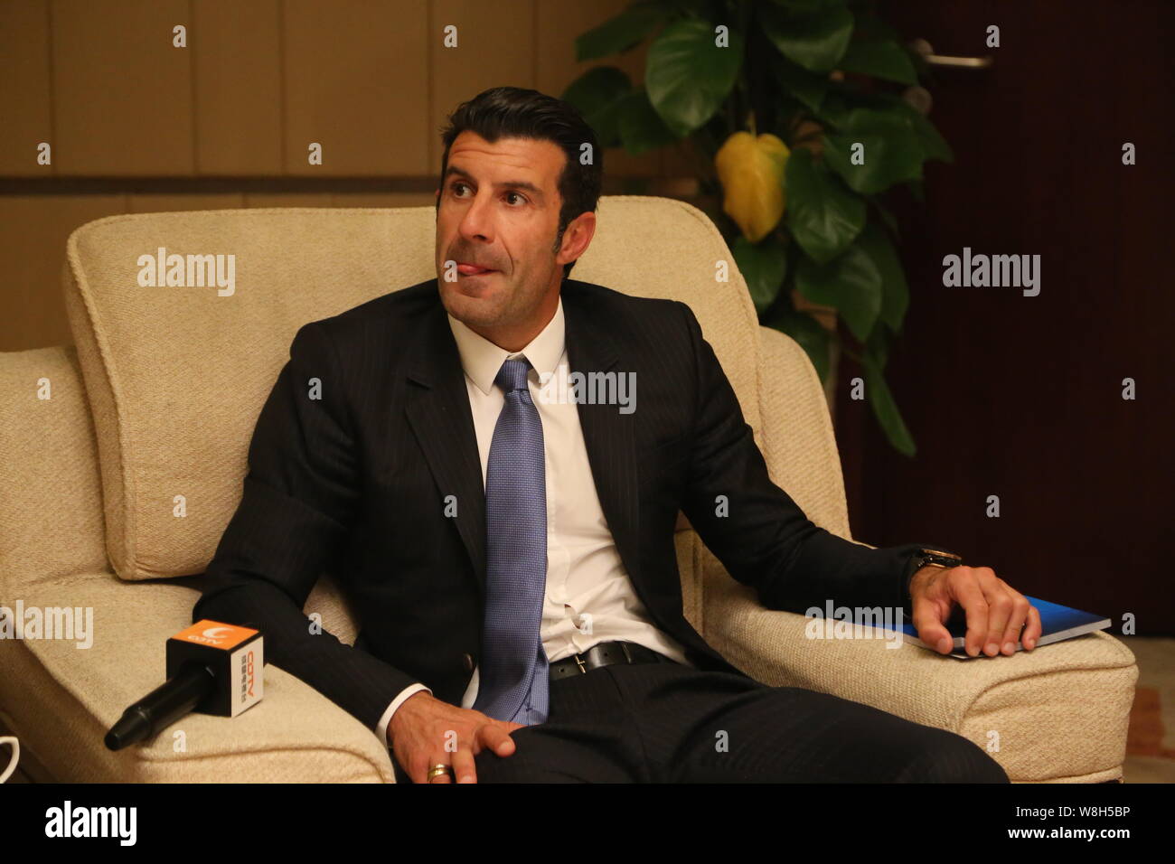 Portuguese football star Luis Figo attends the Seminar of International ...
