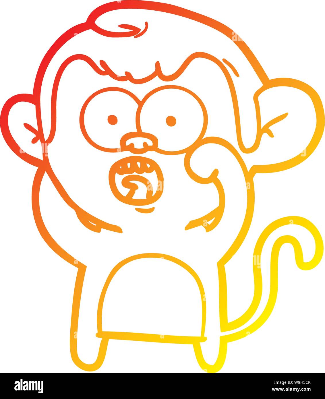 warm gradient line drawing of a cartoon shocked monkey Stock Vector ...