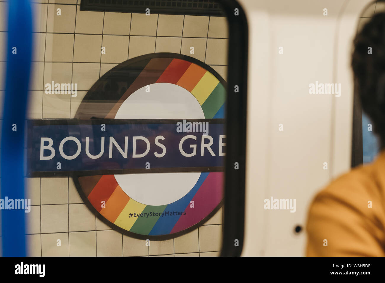 London, UK - July 16, 2019: View of Bounds Green station Rainbow Pride ...