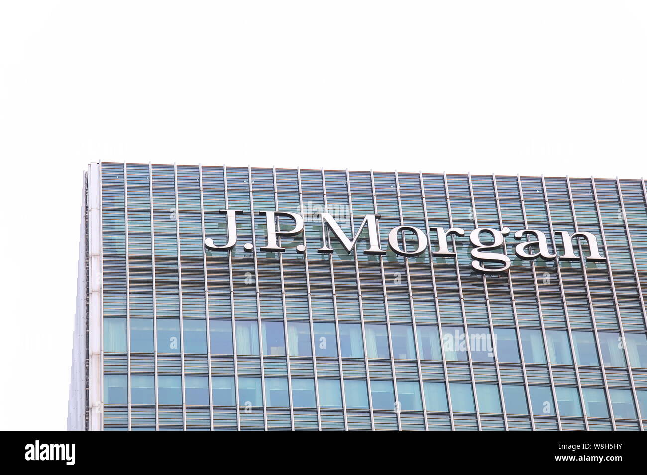 JP Morgan company sign Docklands London Stock Photo - Alamy