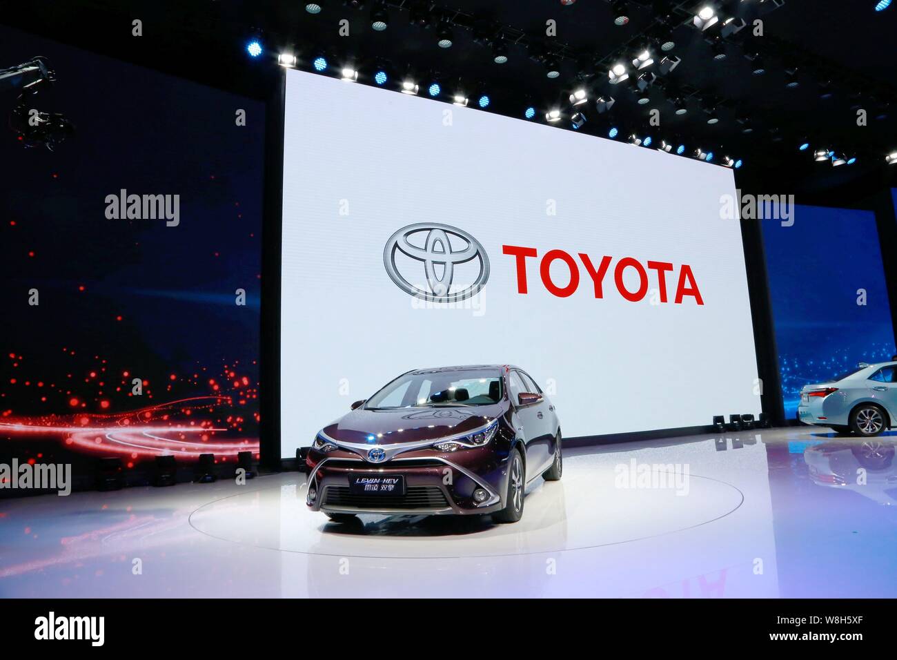 A Toyota Levin HEV is on display during the 16th Shanghai International ...