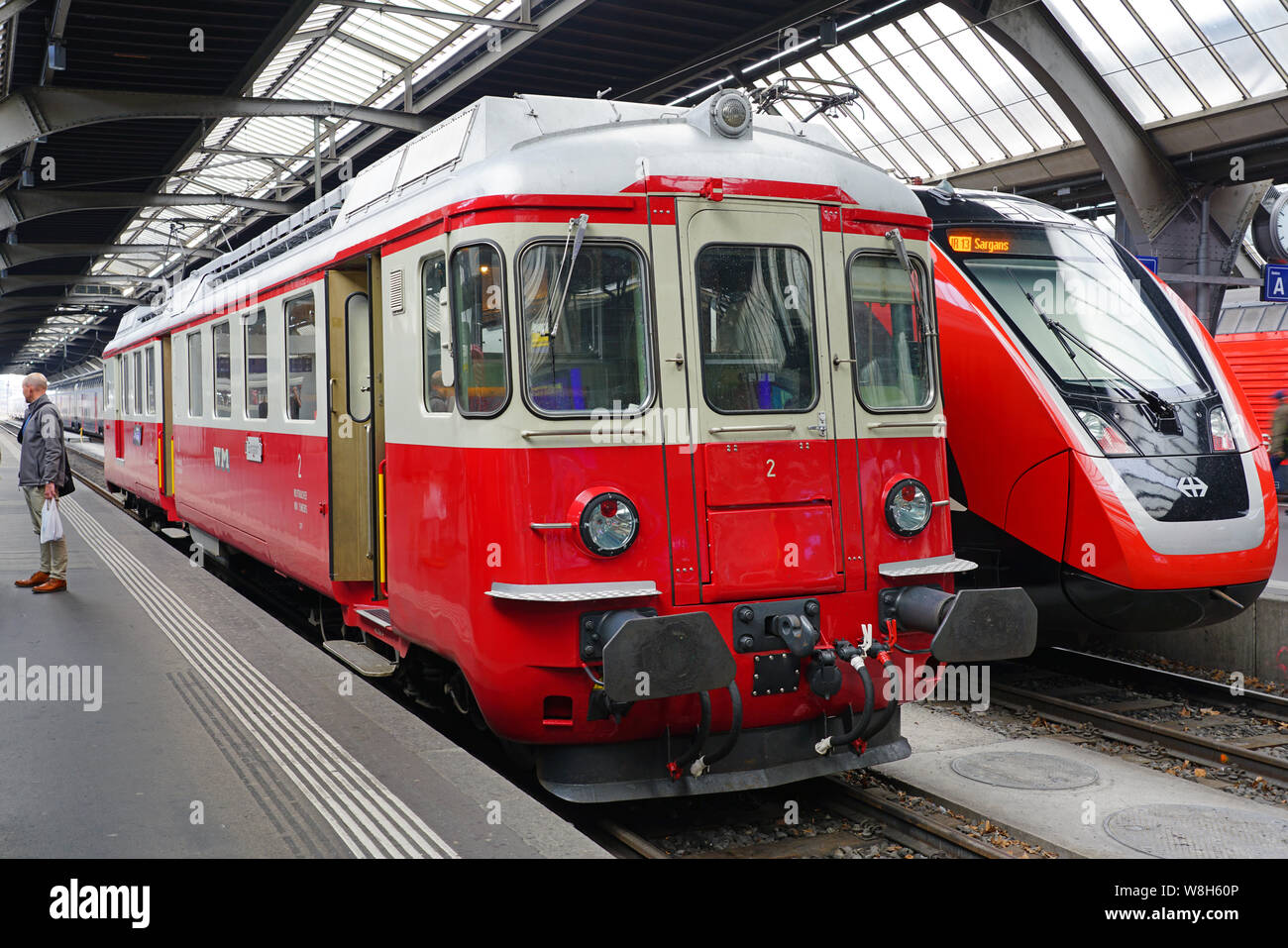 ZURICH, SWITZERLAND -19 MAY 2019- Trains from the SBB Swiss Federal ...