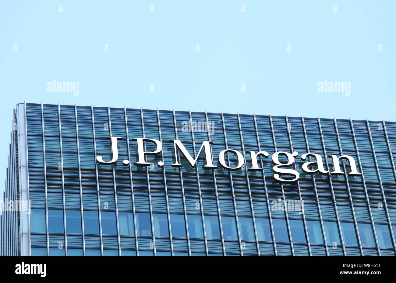 JP Morgan company sign Docklands London Stock Photo - Alamy