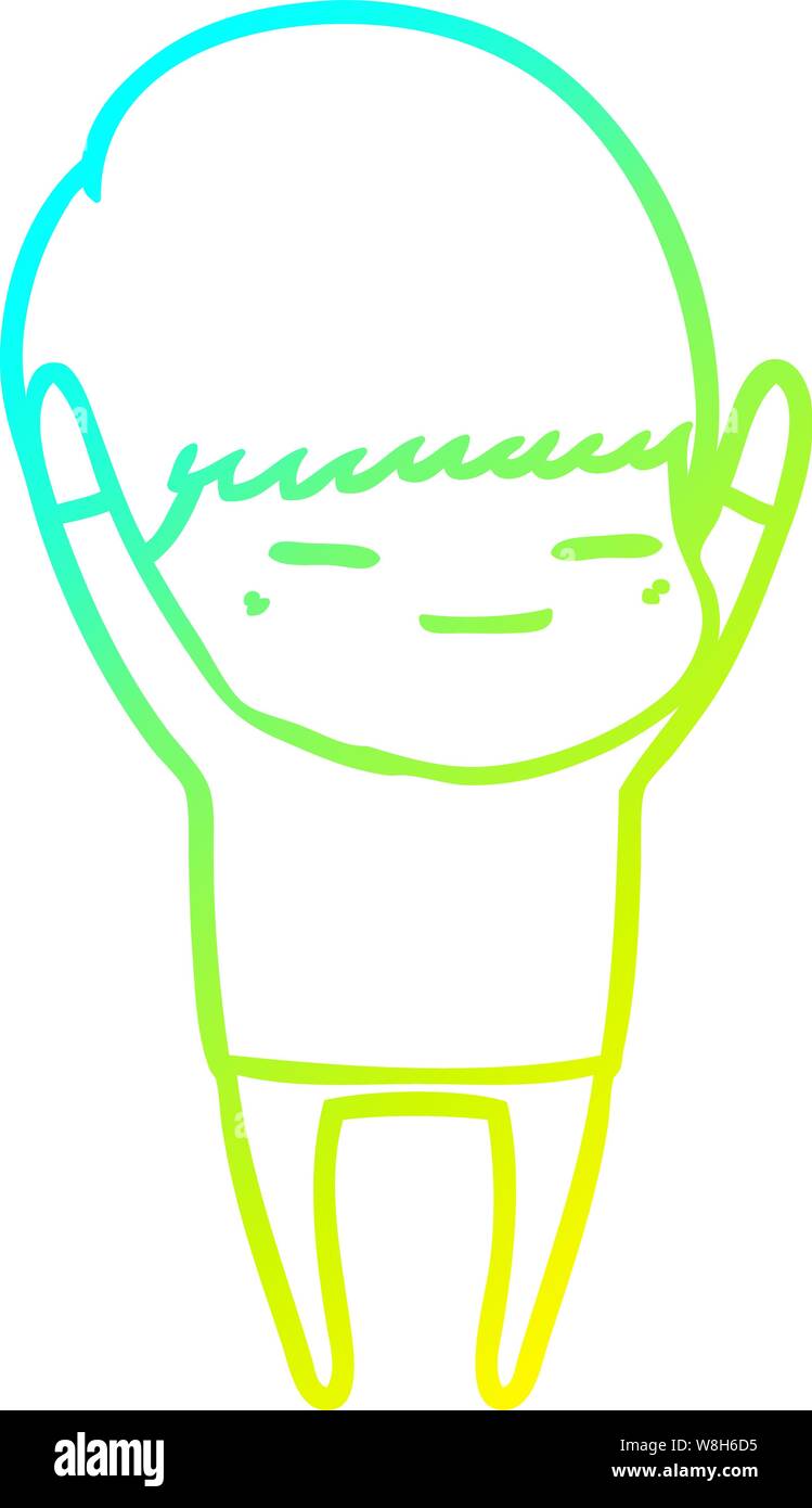 cold gradient line drawing of a cartoon smug boy Stock Vector Image ...
