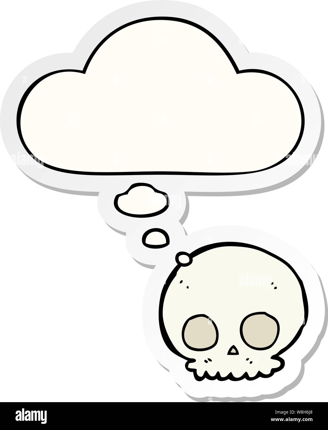 cartoon skull with thought bubble as a printed sticker Stock Vector ...