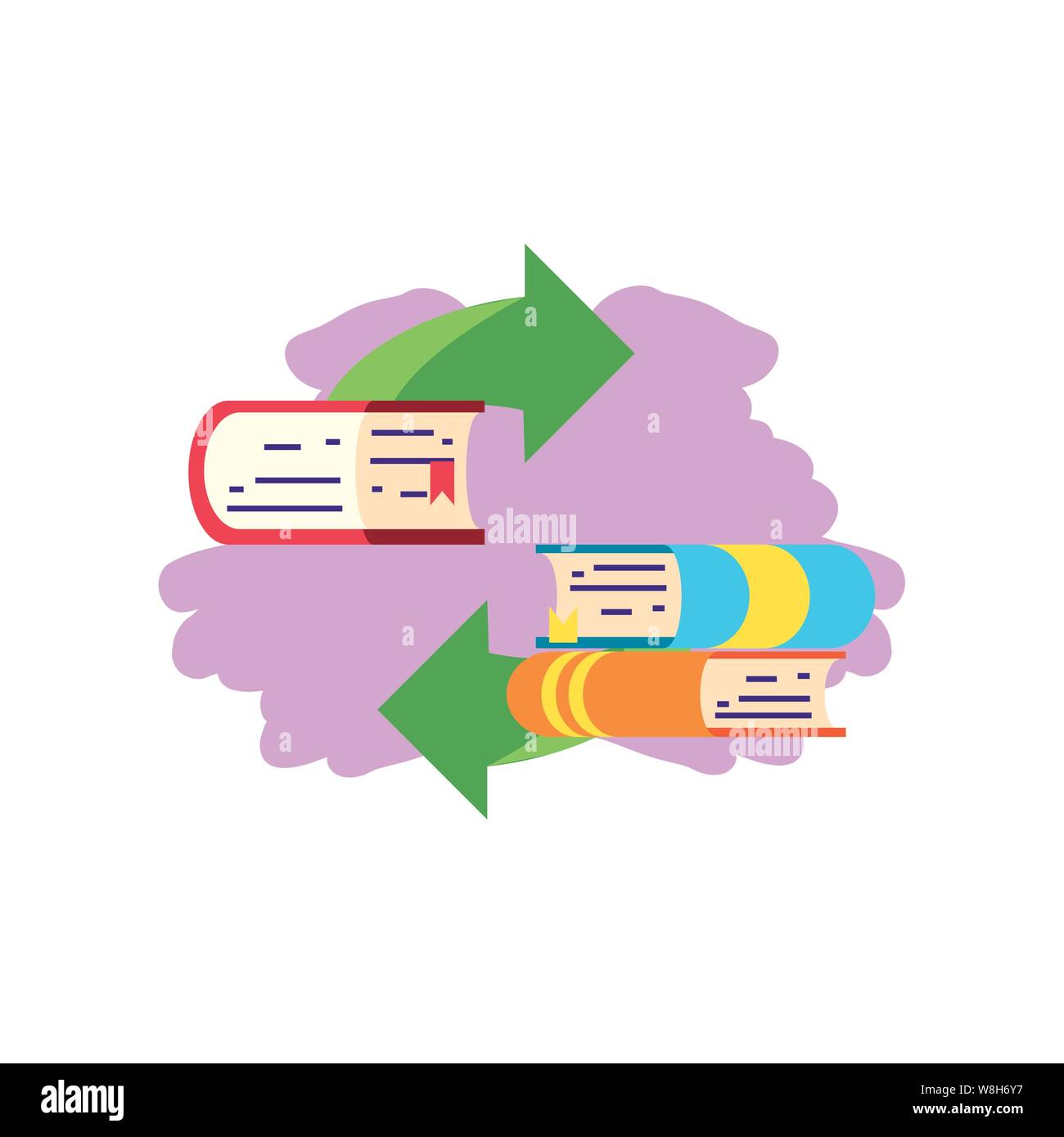 arrows direction with books supplies vector illustration design Stock ...