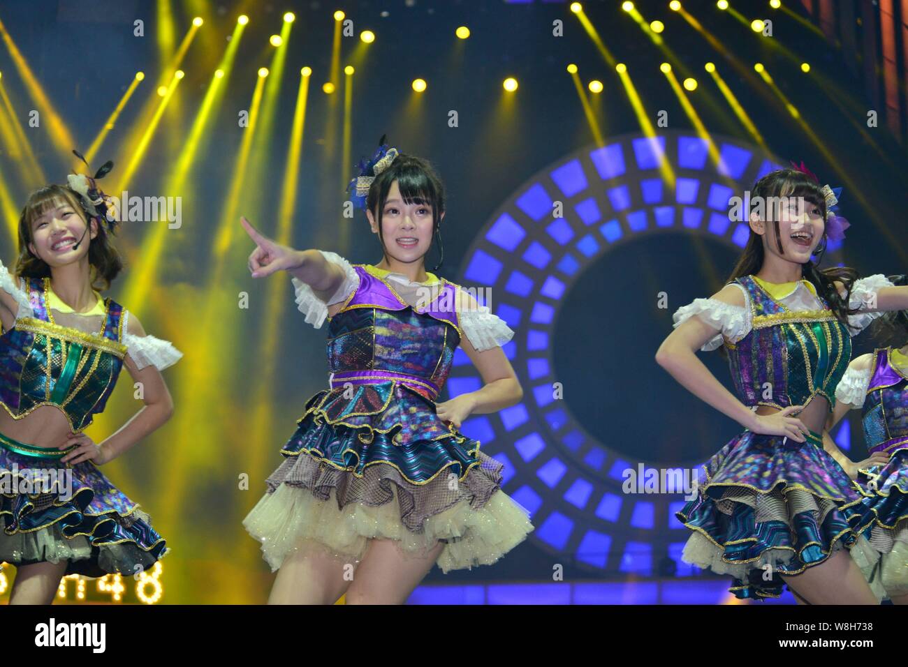 Members of Chinese girl group SNH48, a sister group of Japanese girl ...
