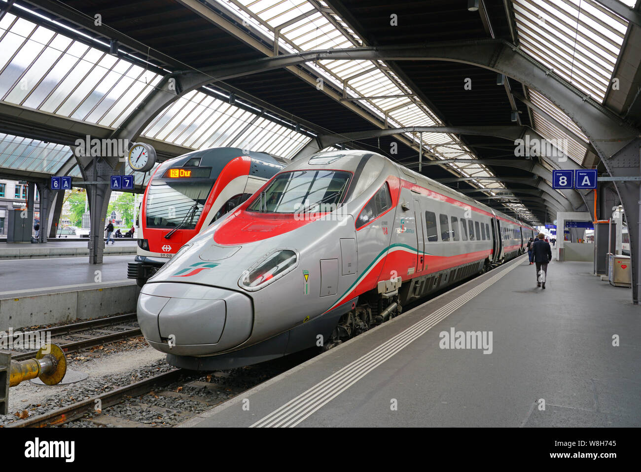 ZURICH, SWITZERLAND -19 MAY 2019- Trains from the SBB Swiss Federal ...