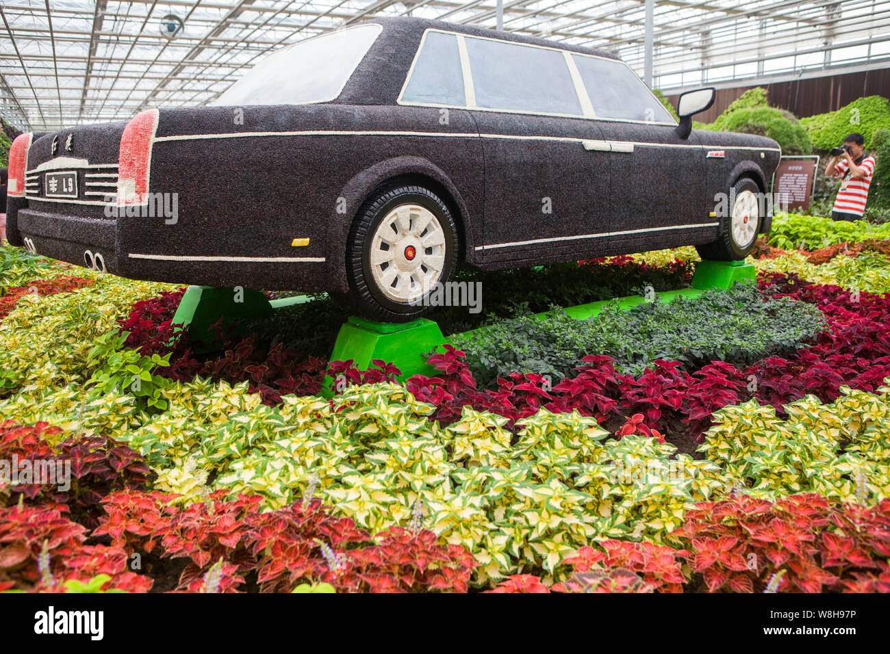 A full scale model of Chinese automaker FAW's Hongqi (Red Flag) L9 ...