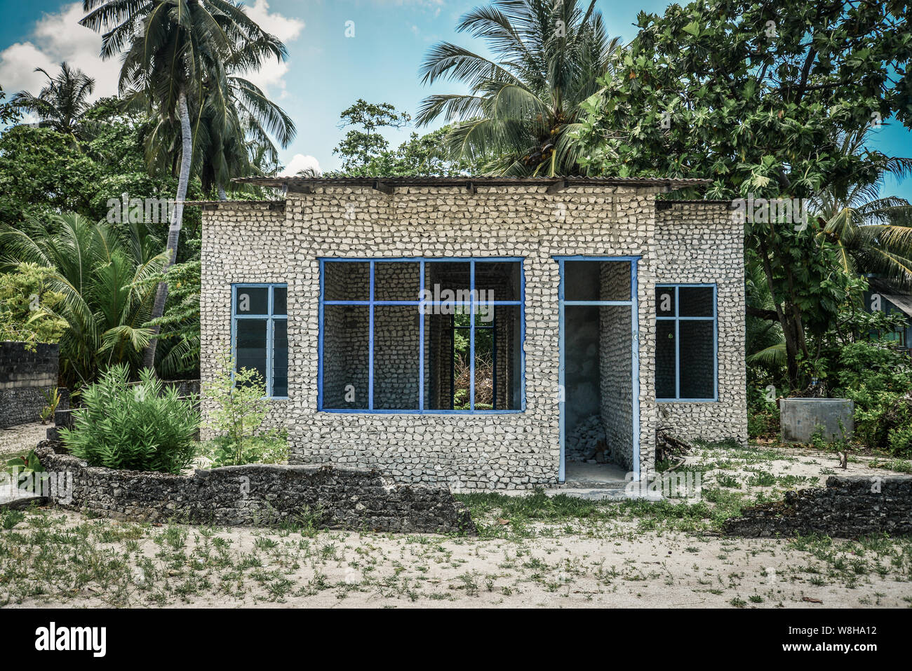 Unfinished house in the Maldivian village on Fehendhoo island Stock ...