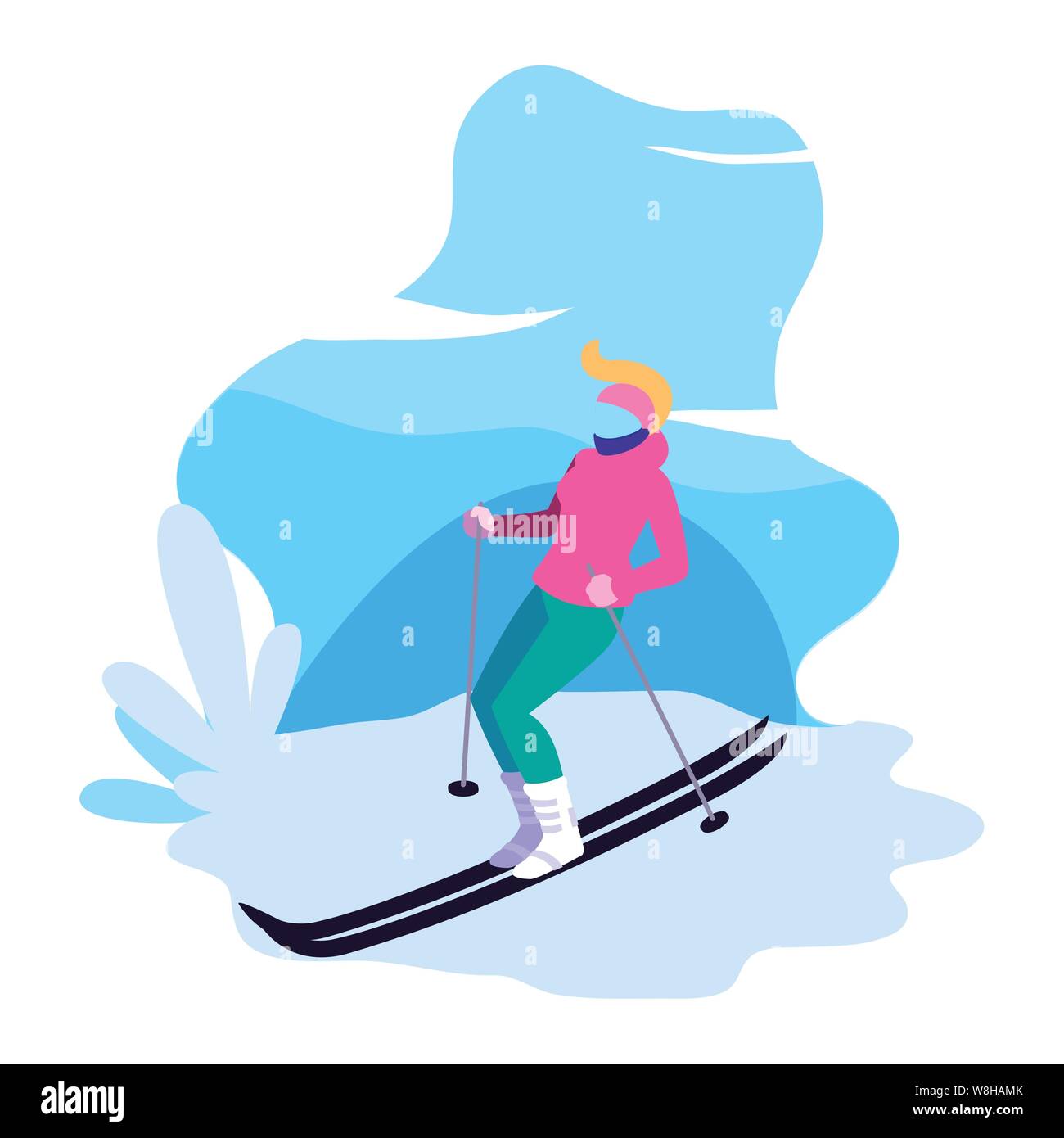 woman skiing extreme sport and lifestyle vector illustration Stock ...