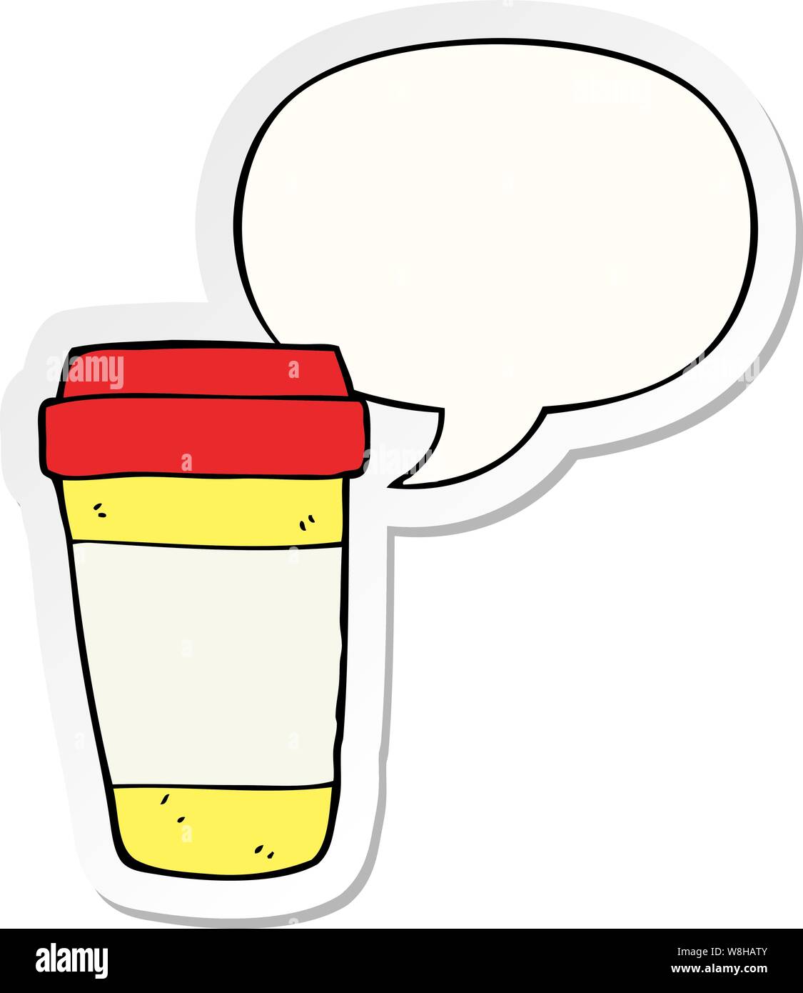 cartoon coffee cup with speech bubble sticker Stock Vector Image & Art ...