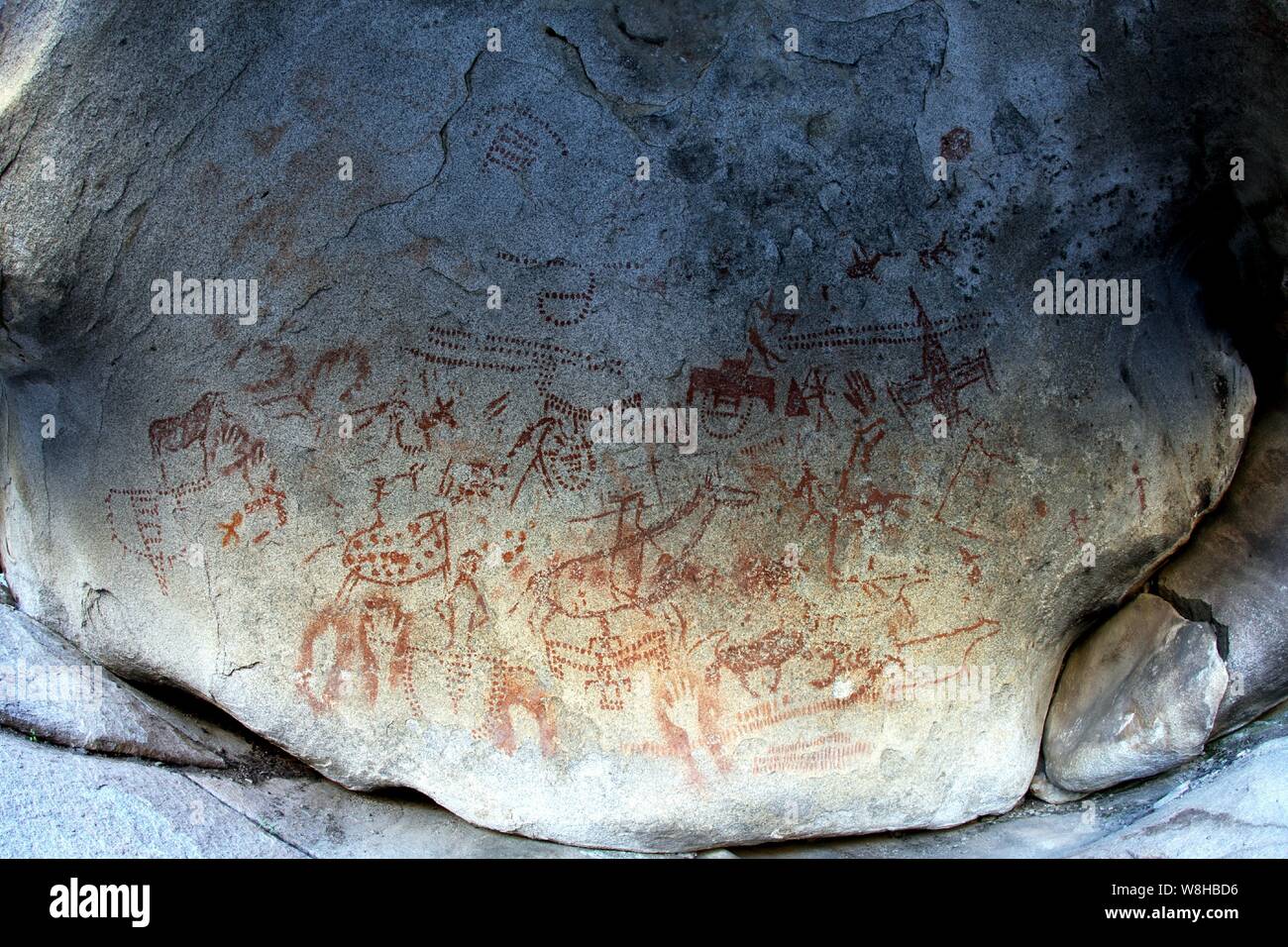 View of rock carvings discovered in Duogate cave in Habahe county ...