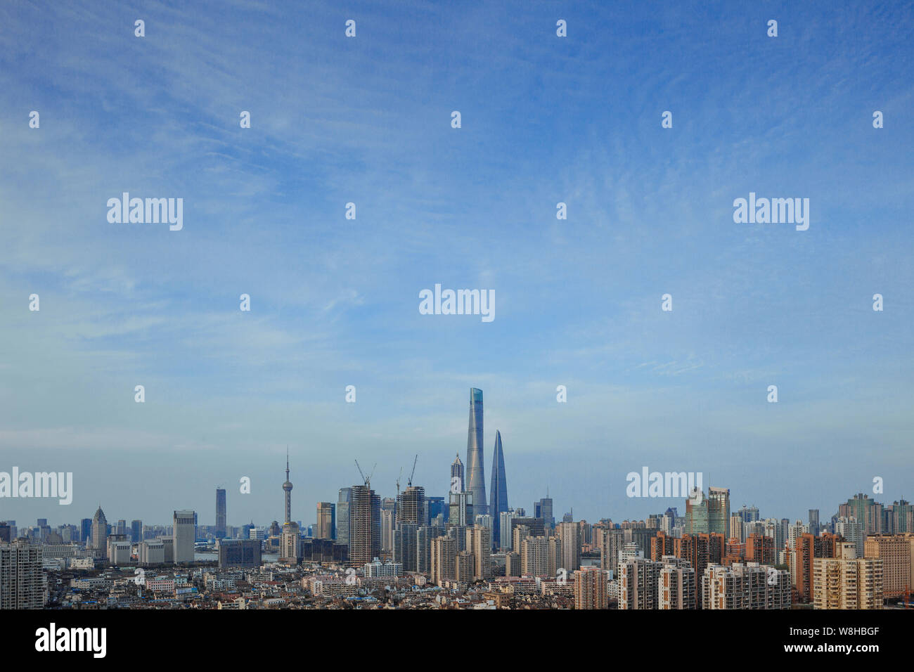 Skyline of the Lujiazui Financial District with the Oriental Pearl TV ...