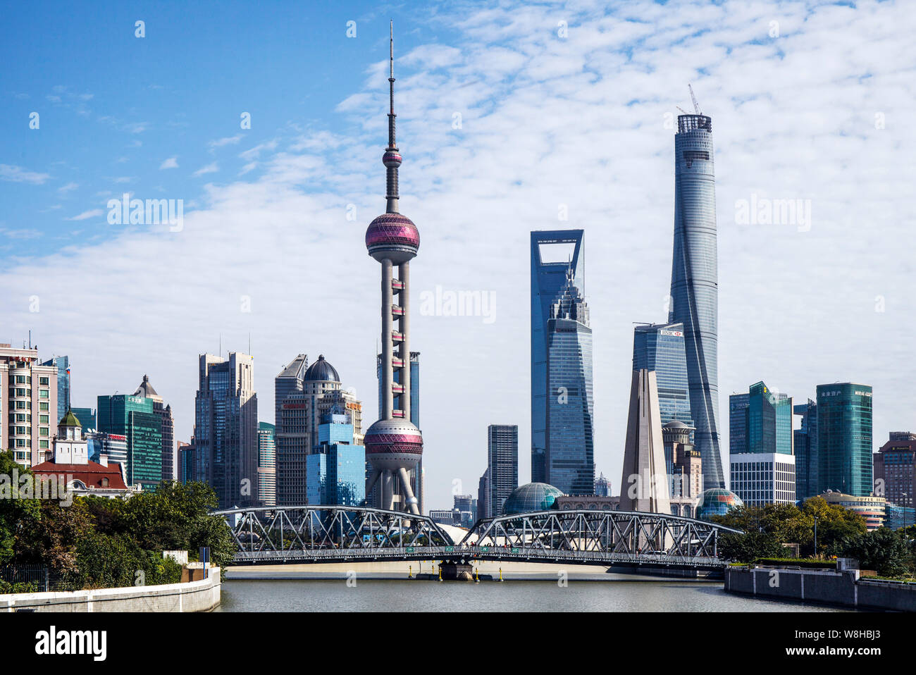 --FILE--View of the Waibaidu Bridge over the Suzhou Creek in Puxi ...