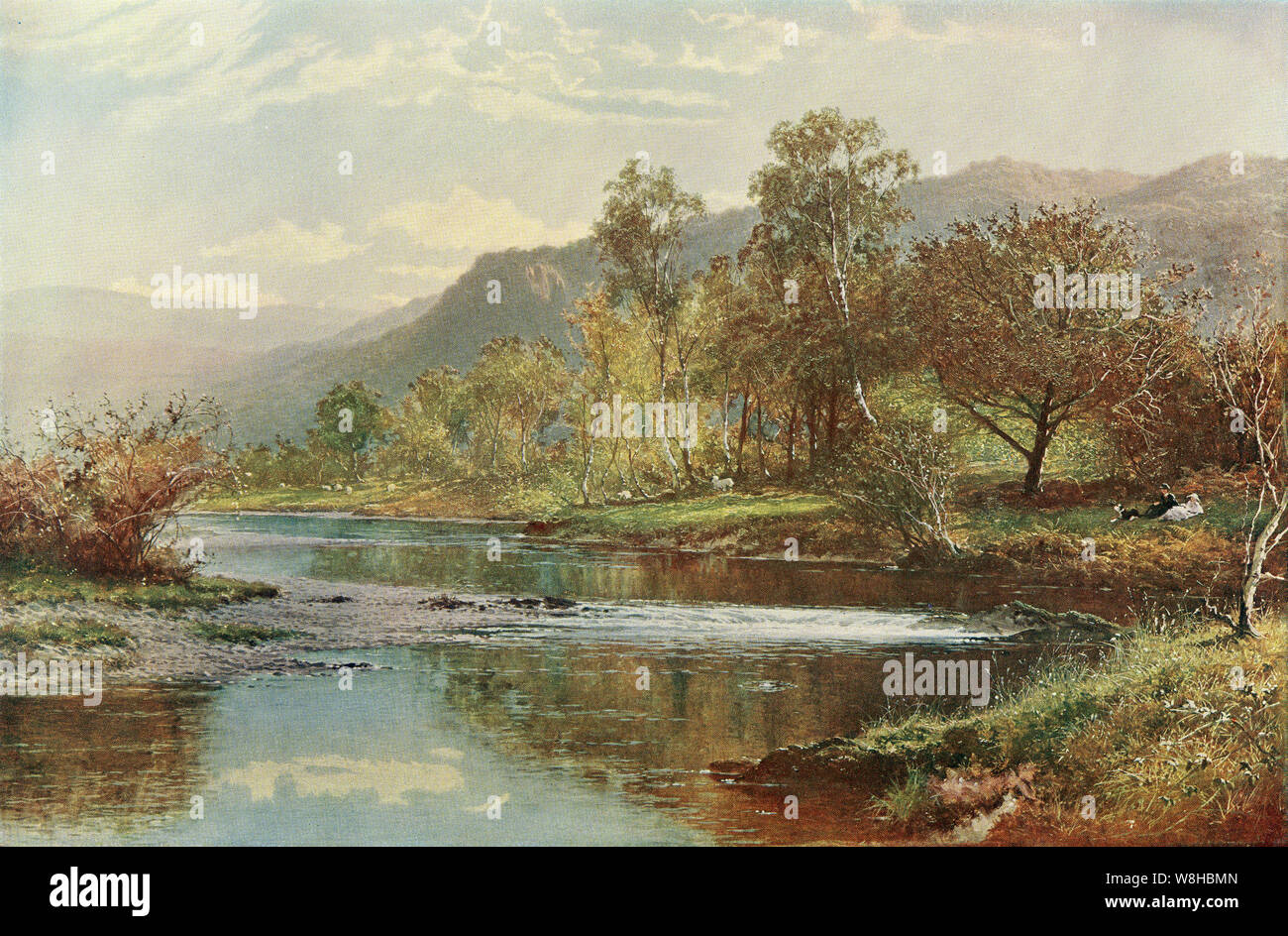 The River running into Derwentwater by B W Leader Stock Photo - Alamy