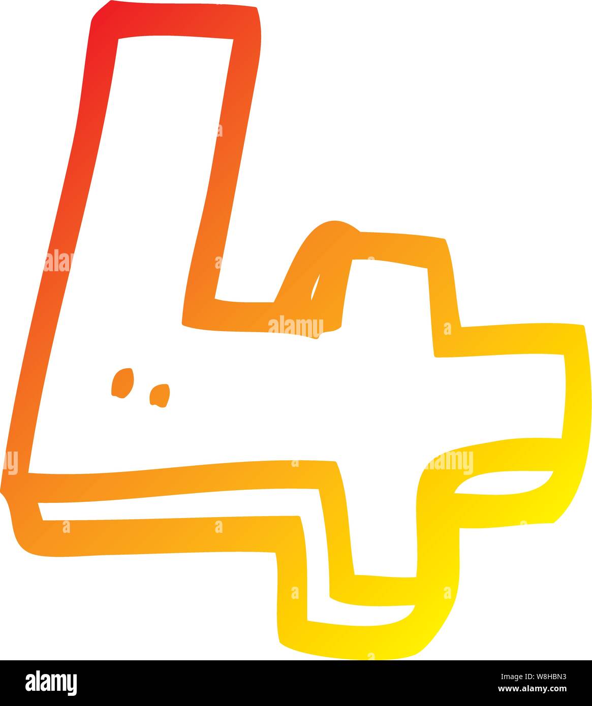 warm gradient line drawing of a cartoon number four Stock Vector Image ...