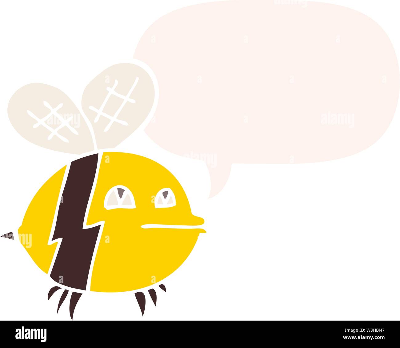 cartoon bee with speech bubble in retro style Stock Vector Image & Art ...
