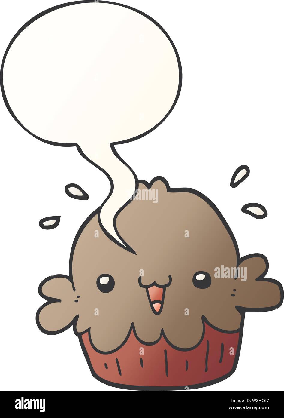cute cartoon pie with speech bubble in smooth gradient style Stock ...
