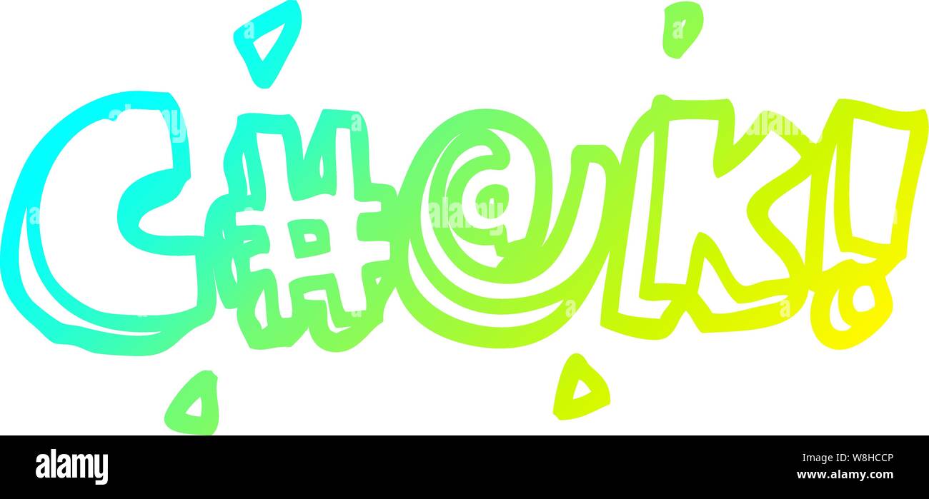 cold gradient line drawing of a cartoon swear word Stock Vector Image ...