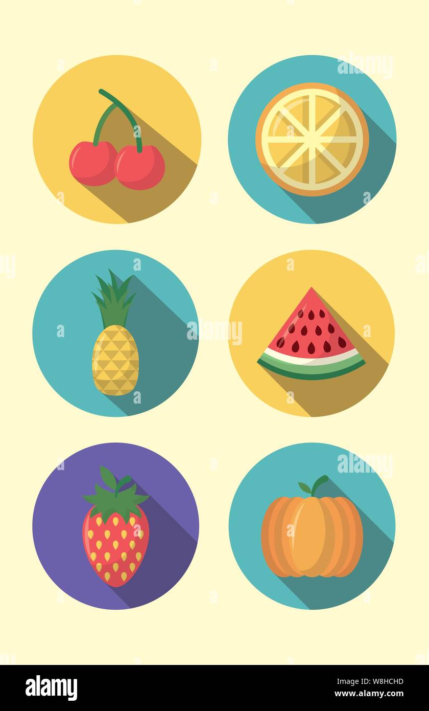 fruits cooking icons flat image design Stock Vector Image & Art - Alamy
